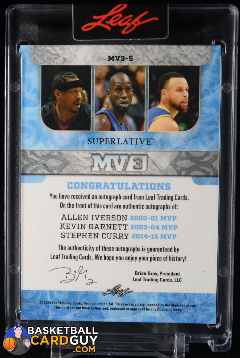 ALLEN IVERSON Kevin Garnett Stephen Curry 2023 Leaf ALLEN IVERSON Kevin Garnett Stephen Curry 2023 Leaf