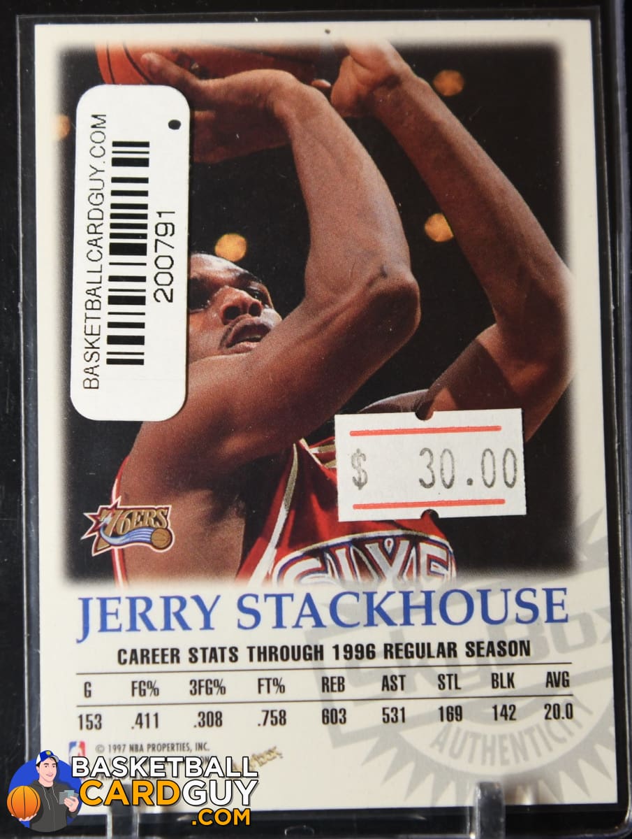 Jerry Stackhouse 1997-98 SkyBox Premium Autographics #98 Sixers ...