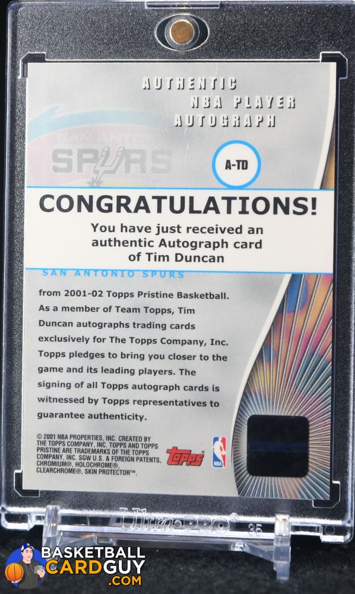 Tim Duncan 2001-02 Topps Pristine Autographs – Basketball Card Guy