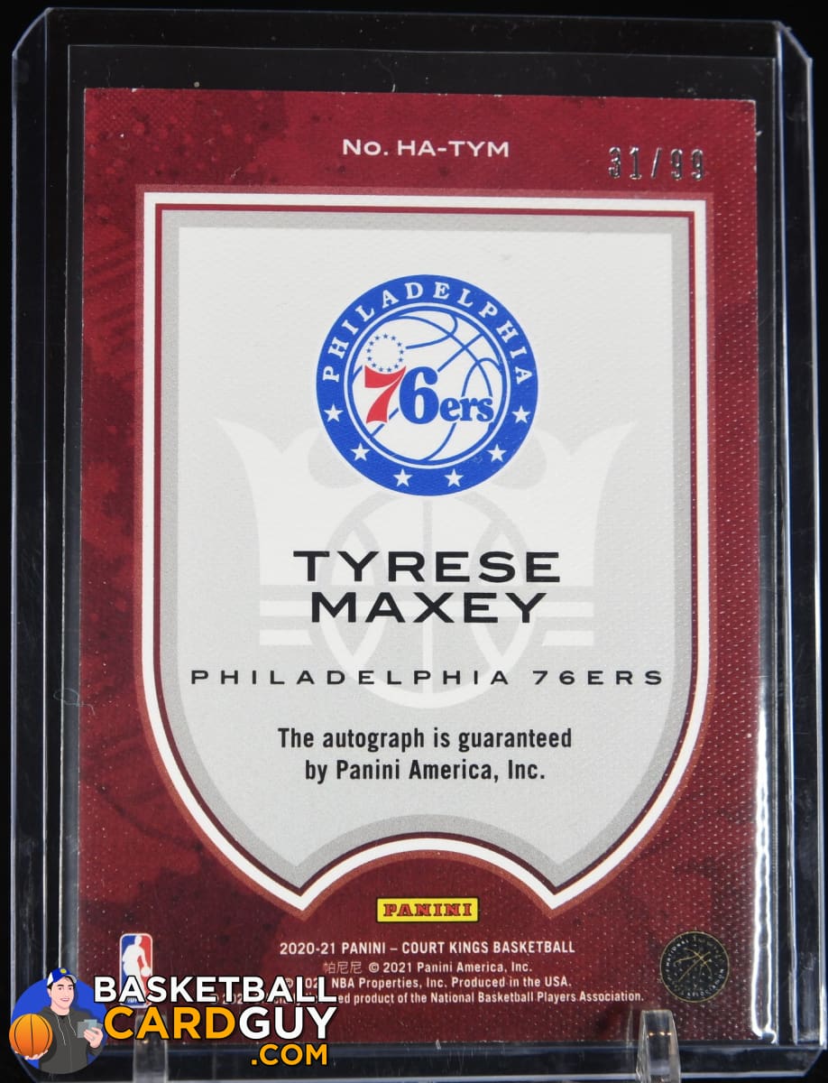 Tyrese Maxey 2020-21 Court Kings Heir Apparent Autographs #/99 ...